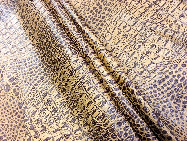 Crocodile Print Leather Fabric Brown Leather Fabric Natural - Etsy