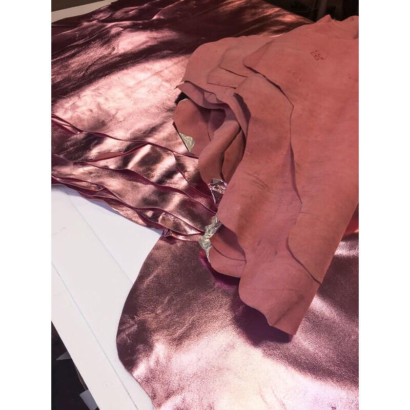 PINK Metallic Leather Sheets Genuine Sheep Skin Pink Metal Hides for ...