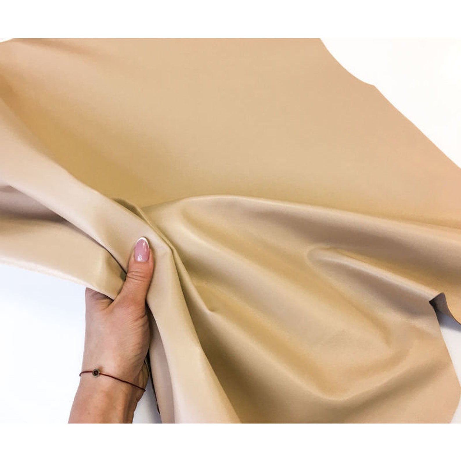 BEIGE Leather Fabric Genuine Beige Leather Material Tanned | Etsy