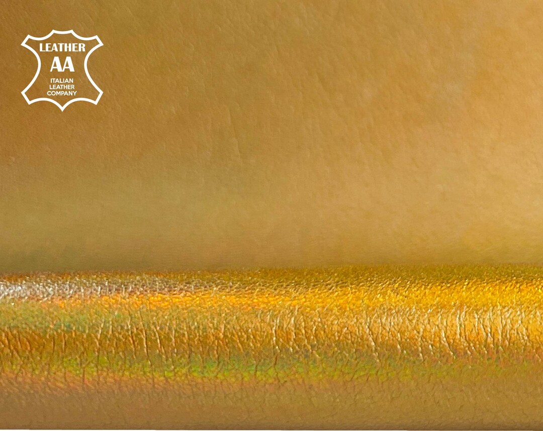 Yellow Gold With Holographic Shine Lambskin Leather 5 - 6 Sqft // 0.48 ...