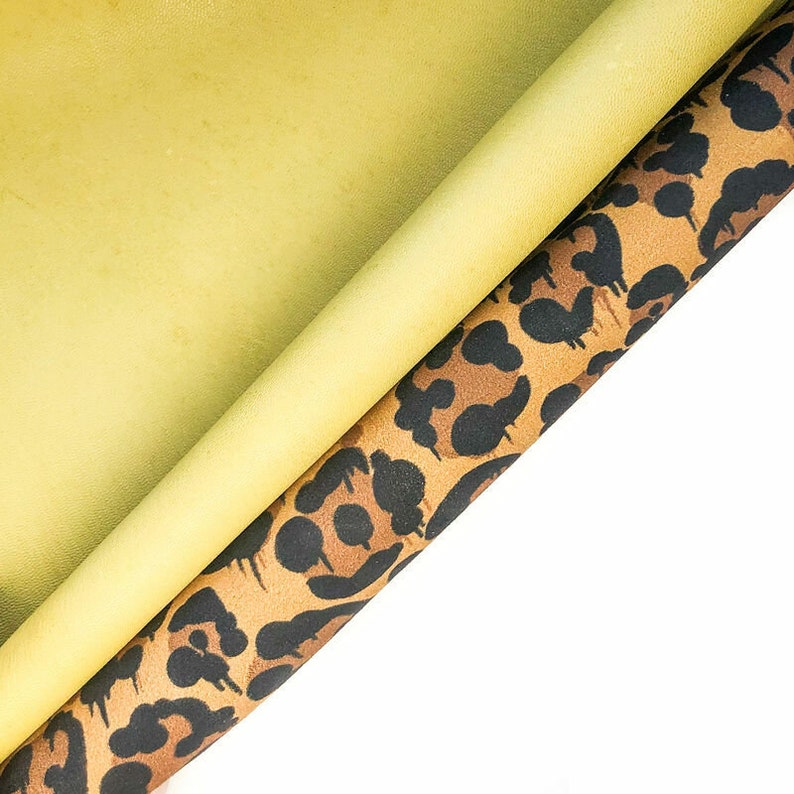 Yellow Leopard Print Leather Hides // the Size of A Hide 4 5 - Etsy