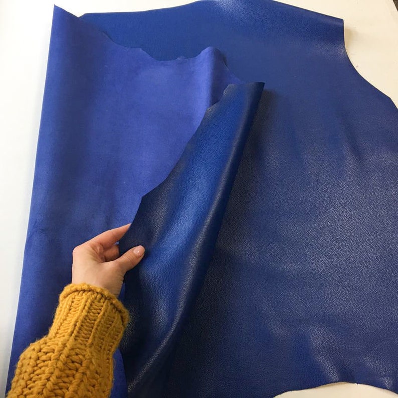 Dark Blue Pebbled Leather Pieces// Deep Blue Mineral Color// - Etsy