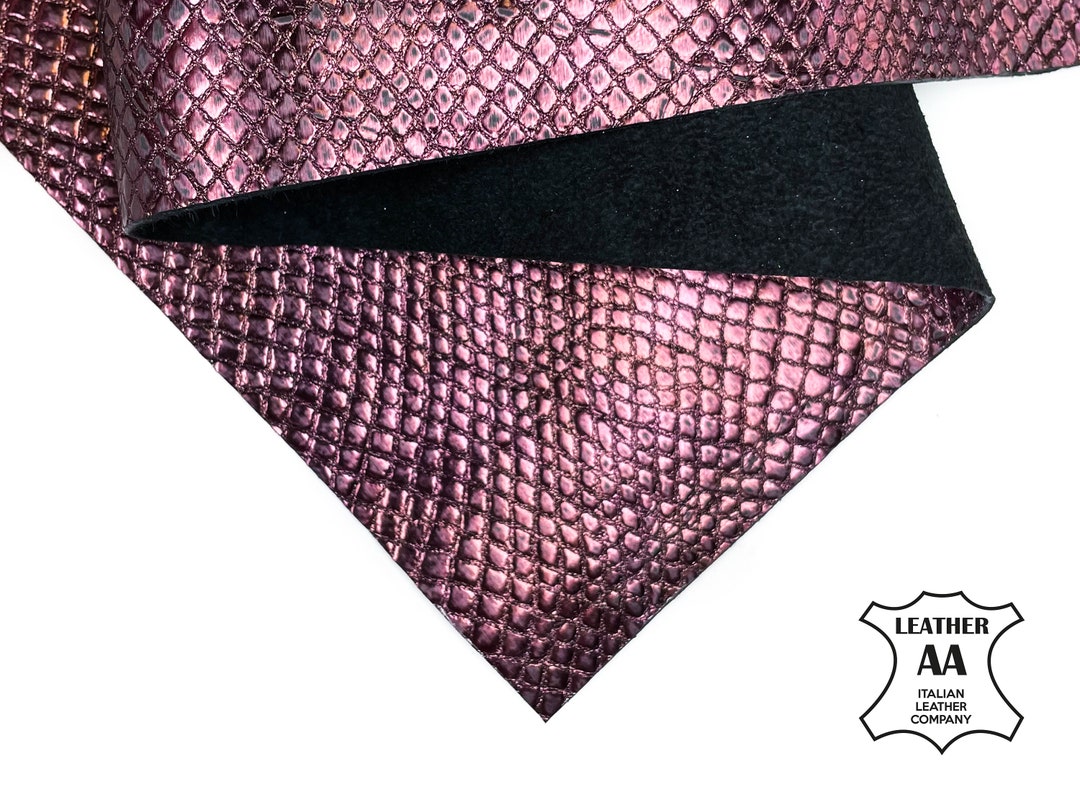 Purple Snakeskin Print Sheet // Genuine Metallic Lambskin Leather 6x6 ...