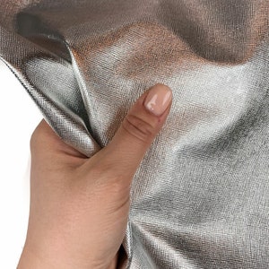 Silver Leather Fabric // Metallic // Real Animal Leather // Shiny Cross ...