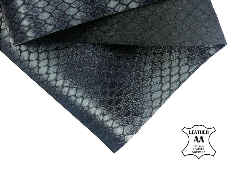 Dark BLUE Sheet Snake Print Leather 6x6 / 8x10 / 12x12 / 12x18 / 18x24 ...