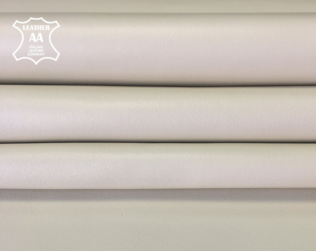 Matte Creamy WHITE Leather Fabric// off White Lambskin Hides// Thick ...