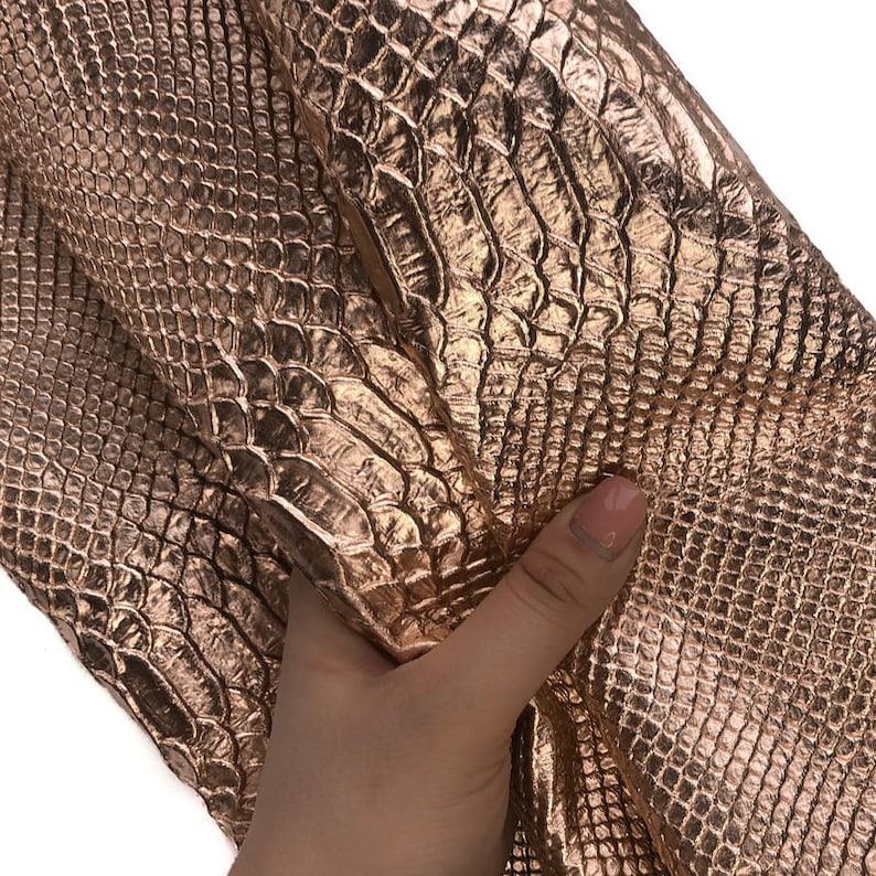 Rose Gold Snake// Genuine Leather Hide Print //real Metallic - Etsy