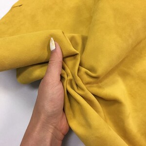 Bright Yellow Suede Leather // Yellow Velour Fabric for Sewing // 3.5 4 ...