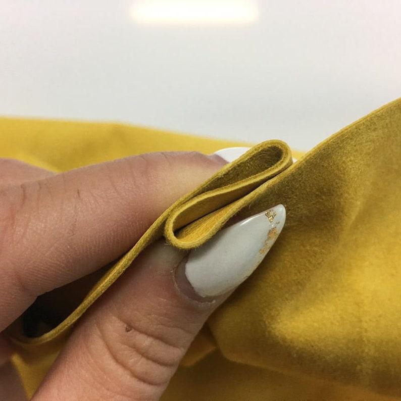 Bright Yellow Suede Leather // Yellow Velour Fabric for Sewing | Etsy