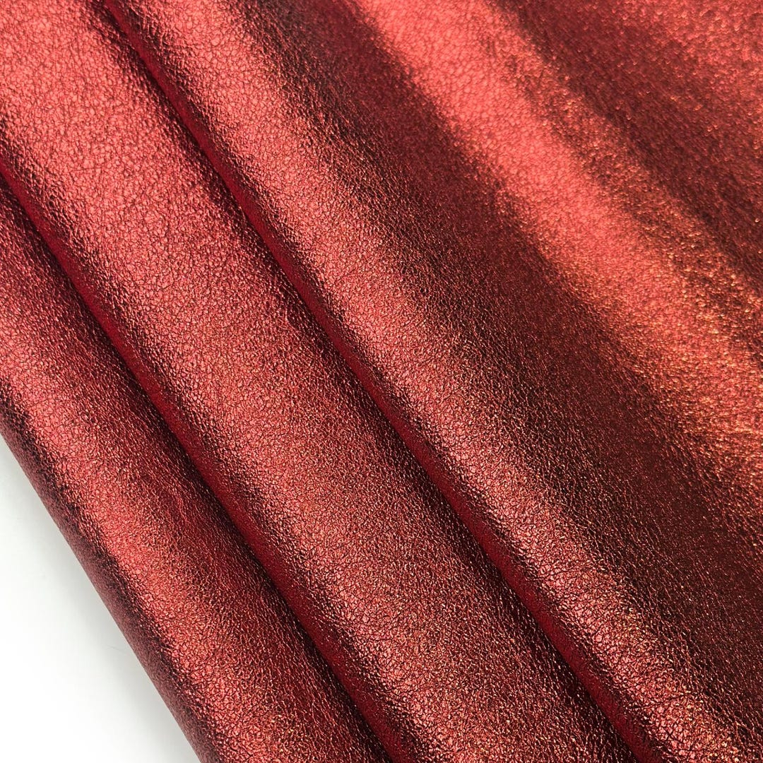 Metallic Red Lambskin Leather 5 Sqft (0.46-0.56m2) Genuine Italian Hide ...