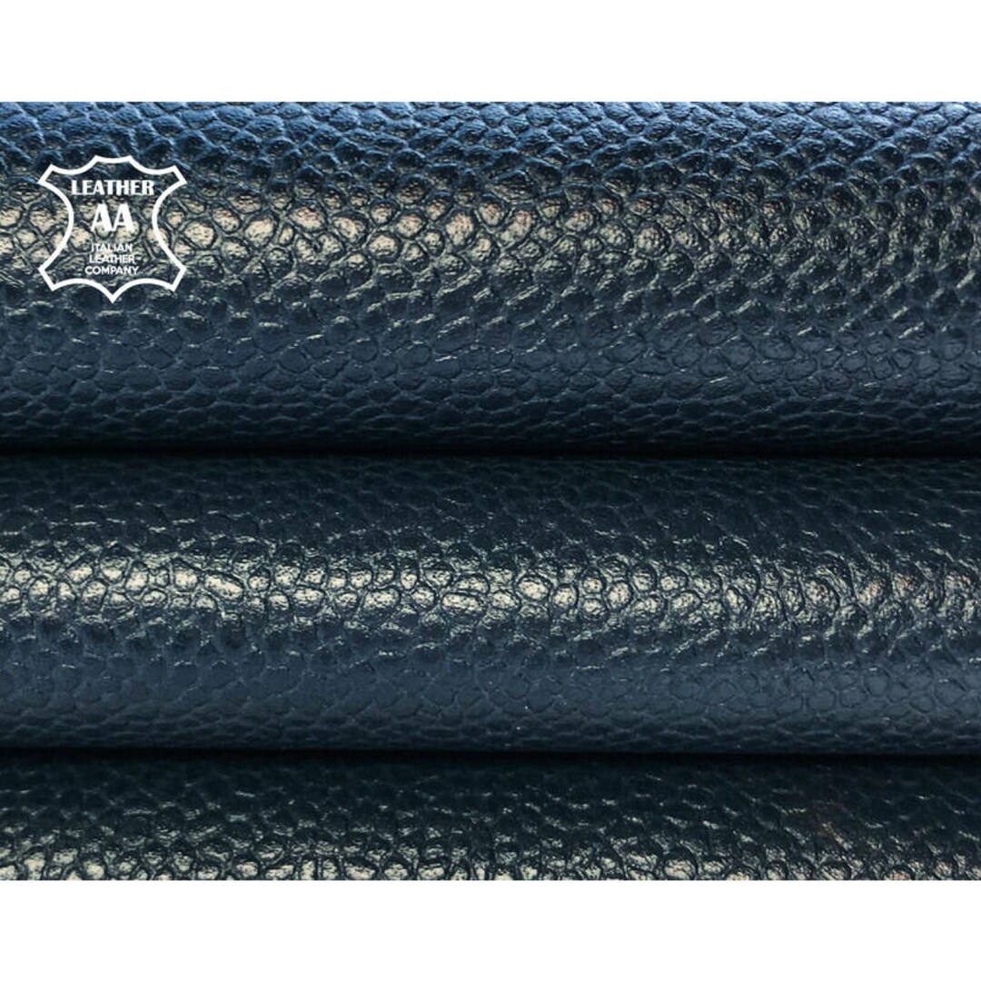 Dark Blue Pebbled Leather Hides // Thick Sewing Material // Lambskin ...