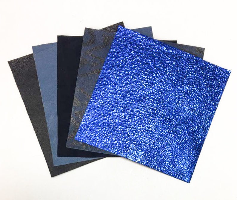 BLUE SNAKE Leather Scraps Dark Suede Blue Metallic Sheet 5x5 - Etsy