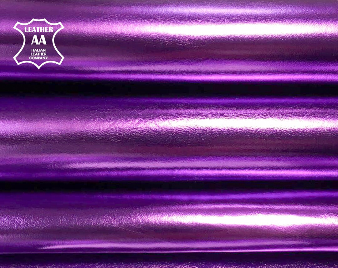 PURPLE Metallic Genuine Sheepskin// Shiny Leather Fabric// Violet ...