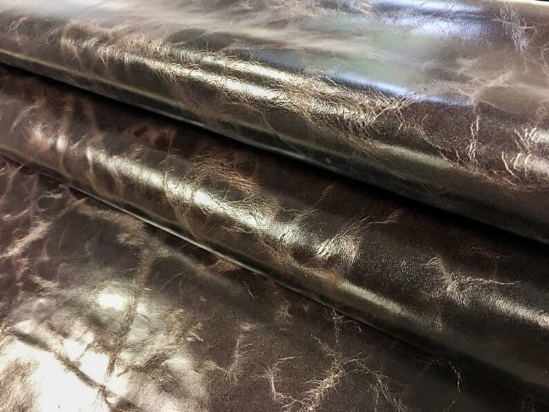 DARK Brown Patent Leather Fabric Vintage Brown Leather hide | Etsy