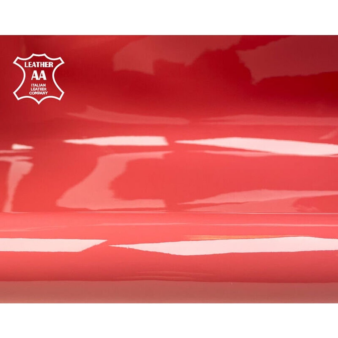 Rose Red Color Patent Leather Hides // Genuine Animal Lacquer Leather ...