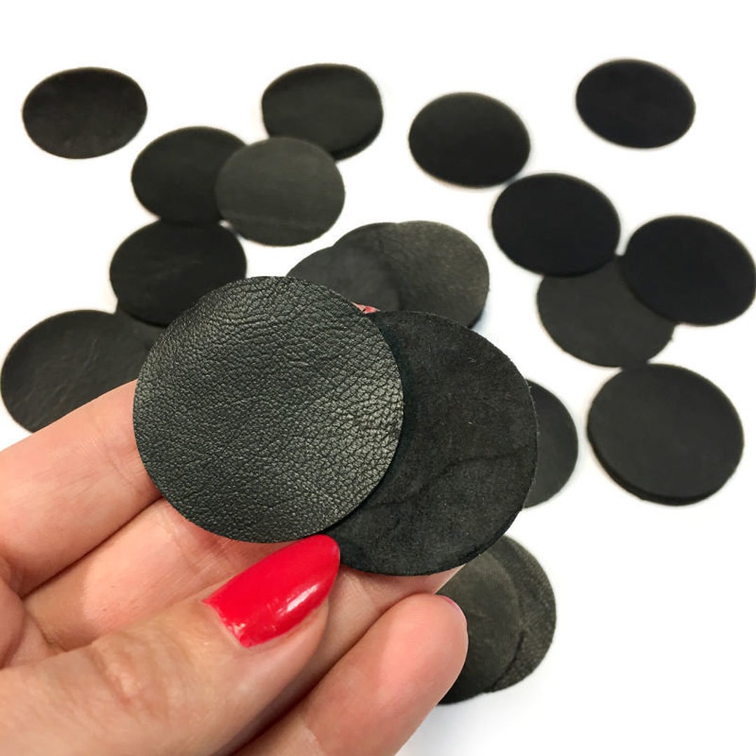 Black Genuine Leather Circles || 4 Sizes || 30 Pcs per Pack || Leather ...