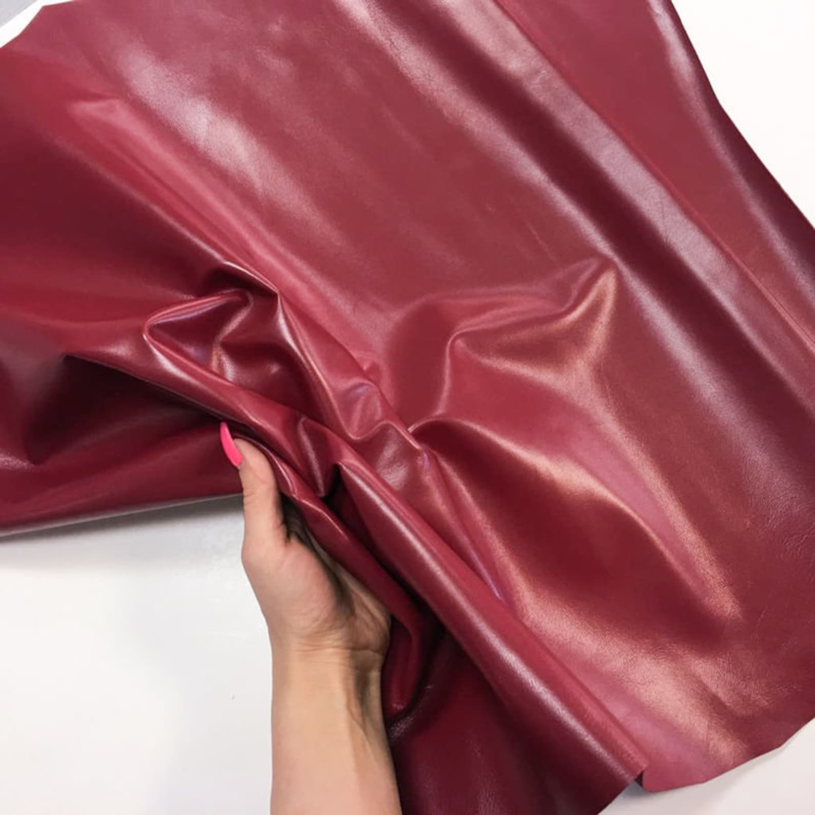 BURGUNDY leather material Dark red sheep skin sheets for | Etsy