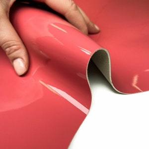 Rose Red Color Patent Leather Hides // Genuine Animal Lacquer Leather ...