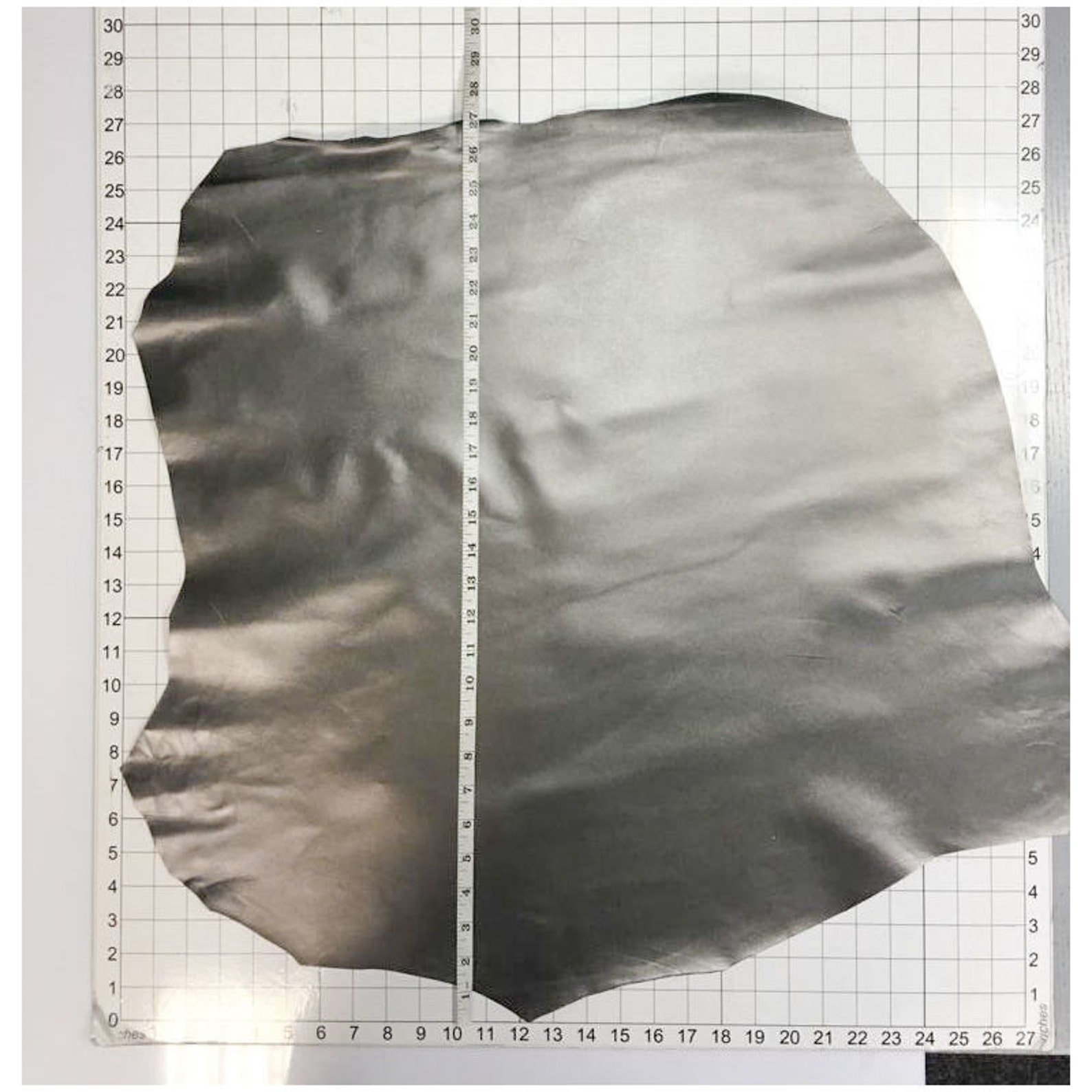 Silver Leather Fabric Shiny Metallic Skin Real Leather DARK - Etsy