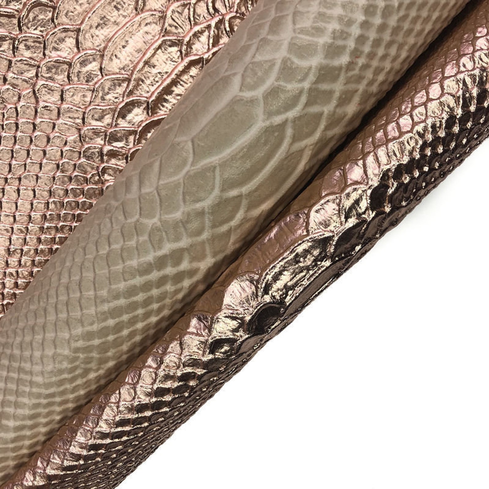 Rose Gold Snake// Genuine Leather Hide Print //real Metallic - Etsy