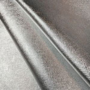 Silver Leather Fabric // Metallic // Real Animal Leather // Shiny Cross ...