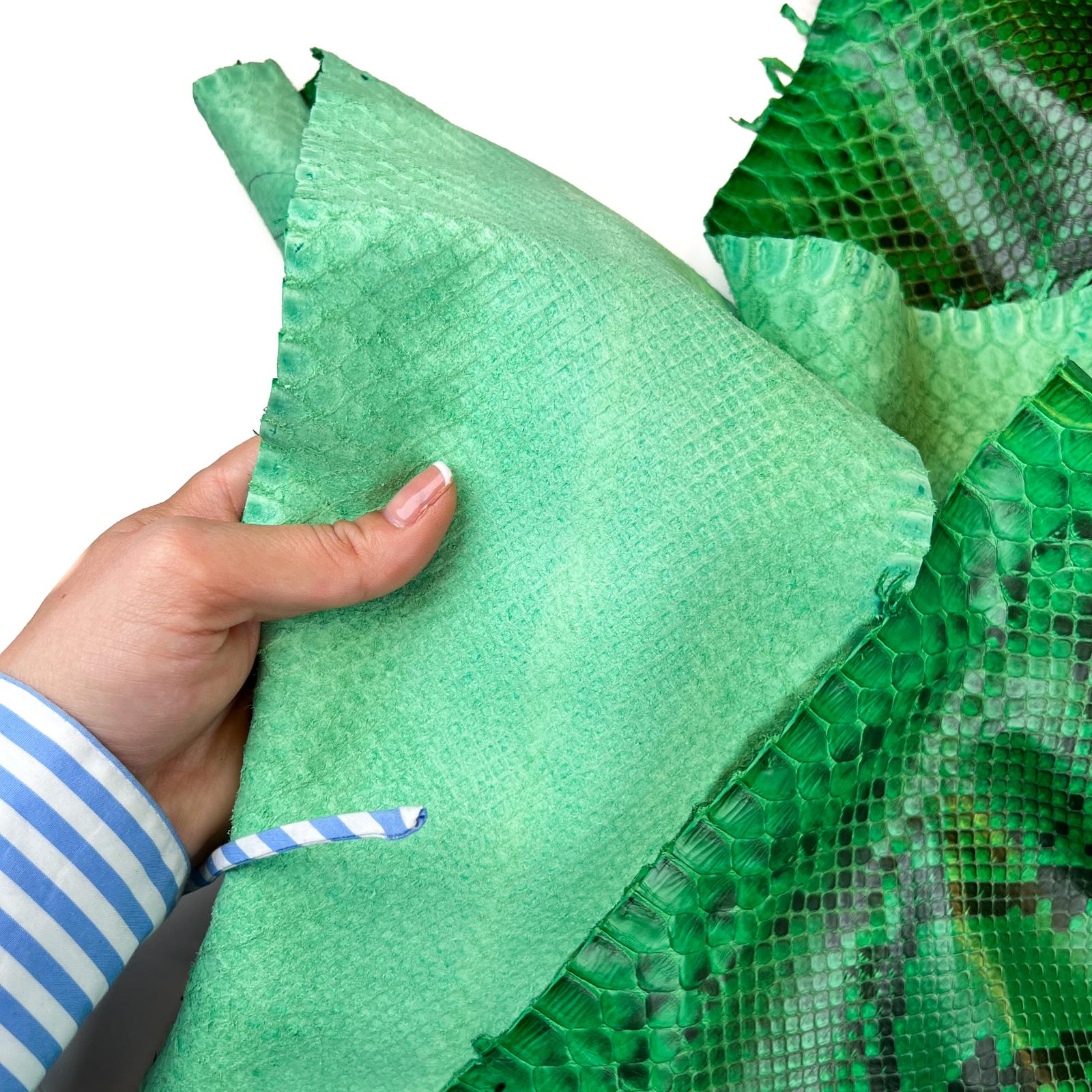 Bright Green Genuine Pythons Leather Full Skins 75cm // 2.6 Tf and ...