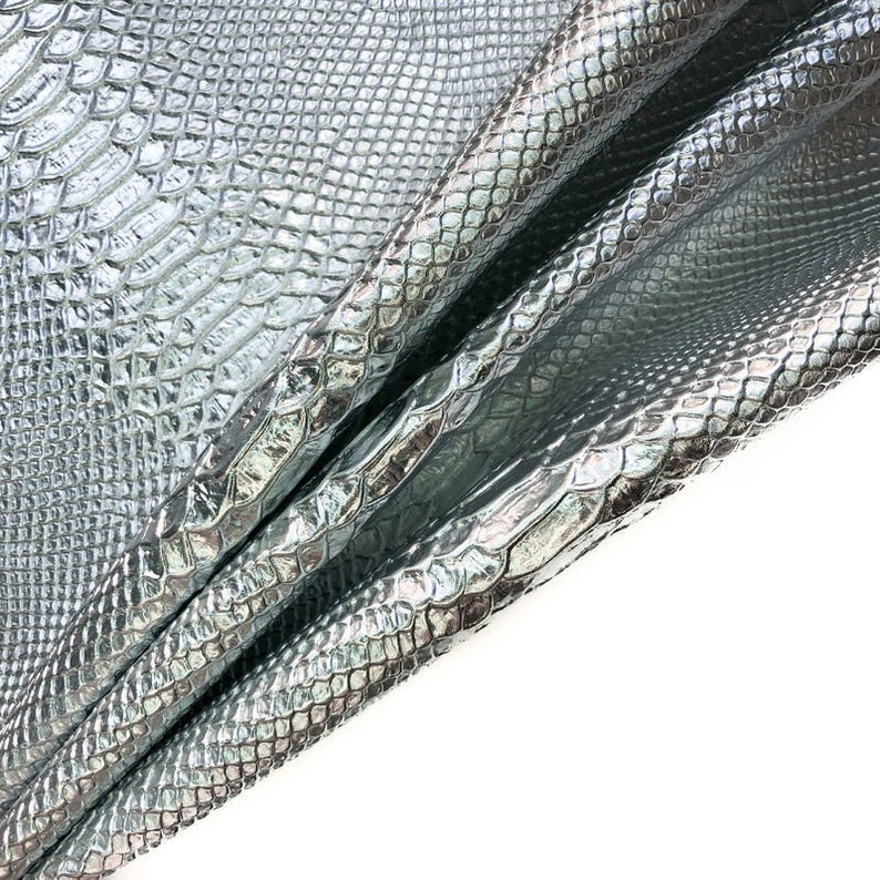 LIGHT SILVER SNAKE Genuine Leather Hide With Snake Print Real - Etsy