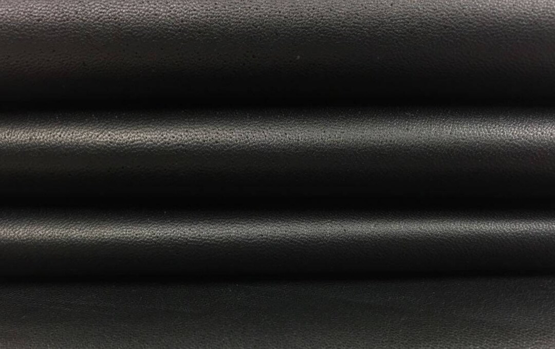 MATTE Black Leather Fabric Piece Natural Lambskin Hides // - Etsy