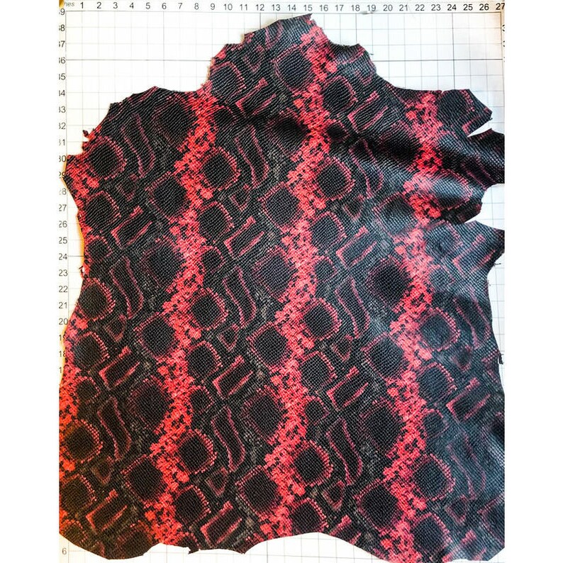 Classic Red Snake Print Leather Pieces / Genuine Lambskin | Etsy