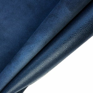 Dark Blue Pebbled Leather Hides // Thick Sewing Material // Lambskin ...
