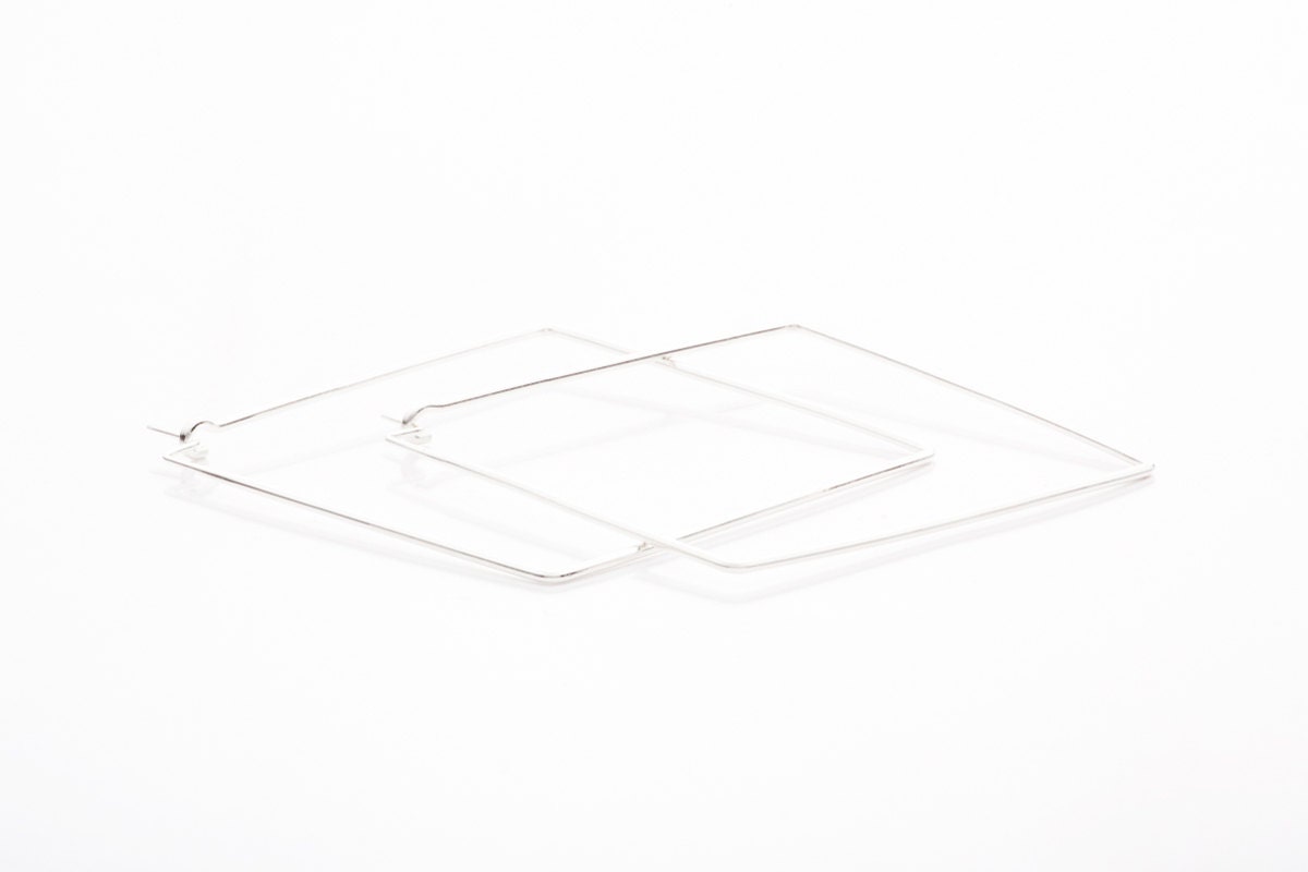 925 Sterling Silver Large Square Hoop Earrings - Etsy