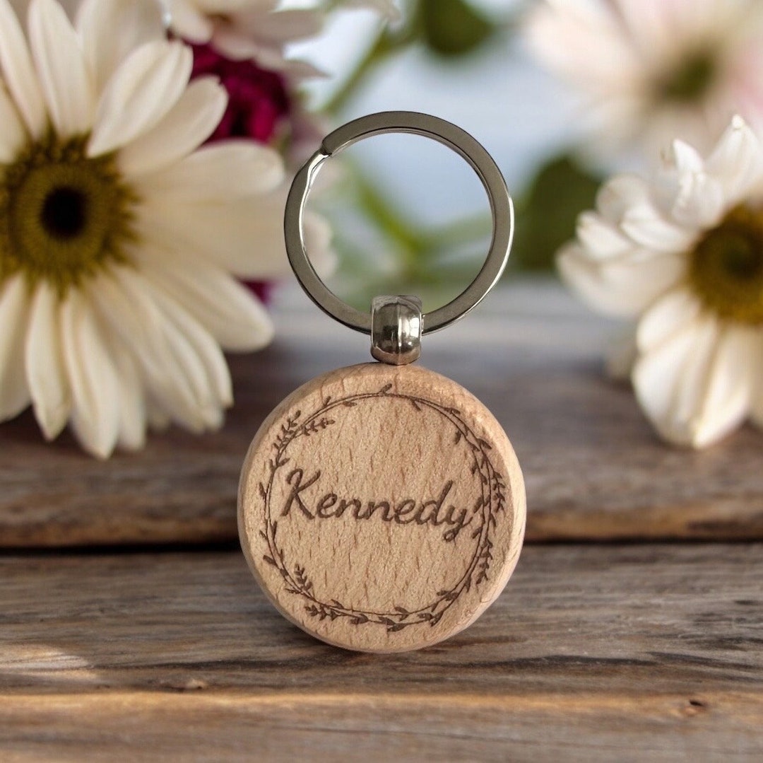 Wooden Personalized Name Keychain, Laser Engraved Name Keychain ...