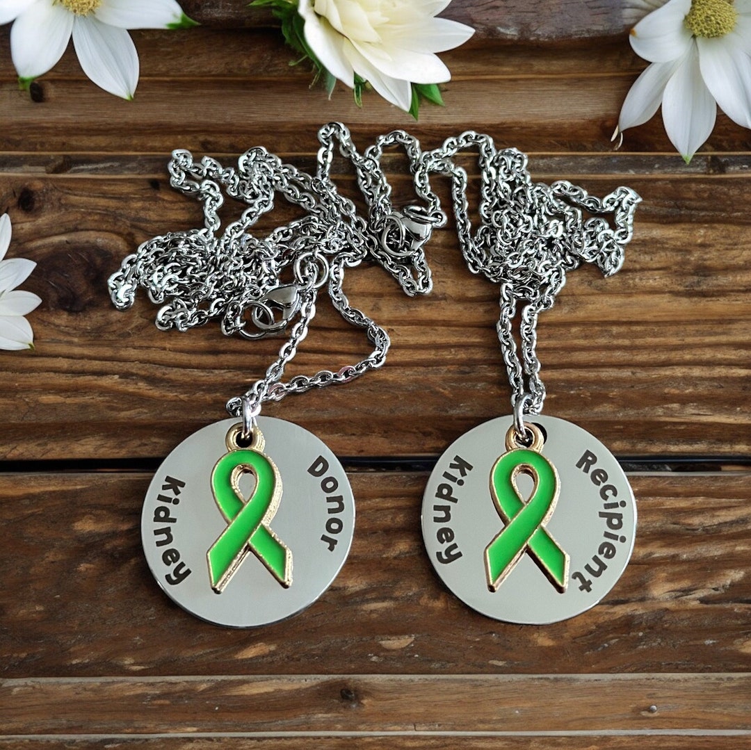 Personalized Kidney Donor & Kidney Recipient Necklace Set, Organ Donor ...