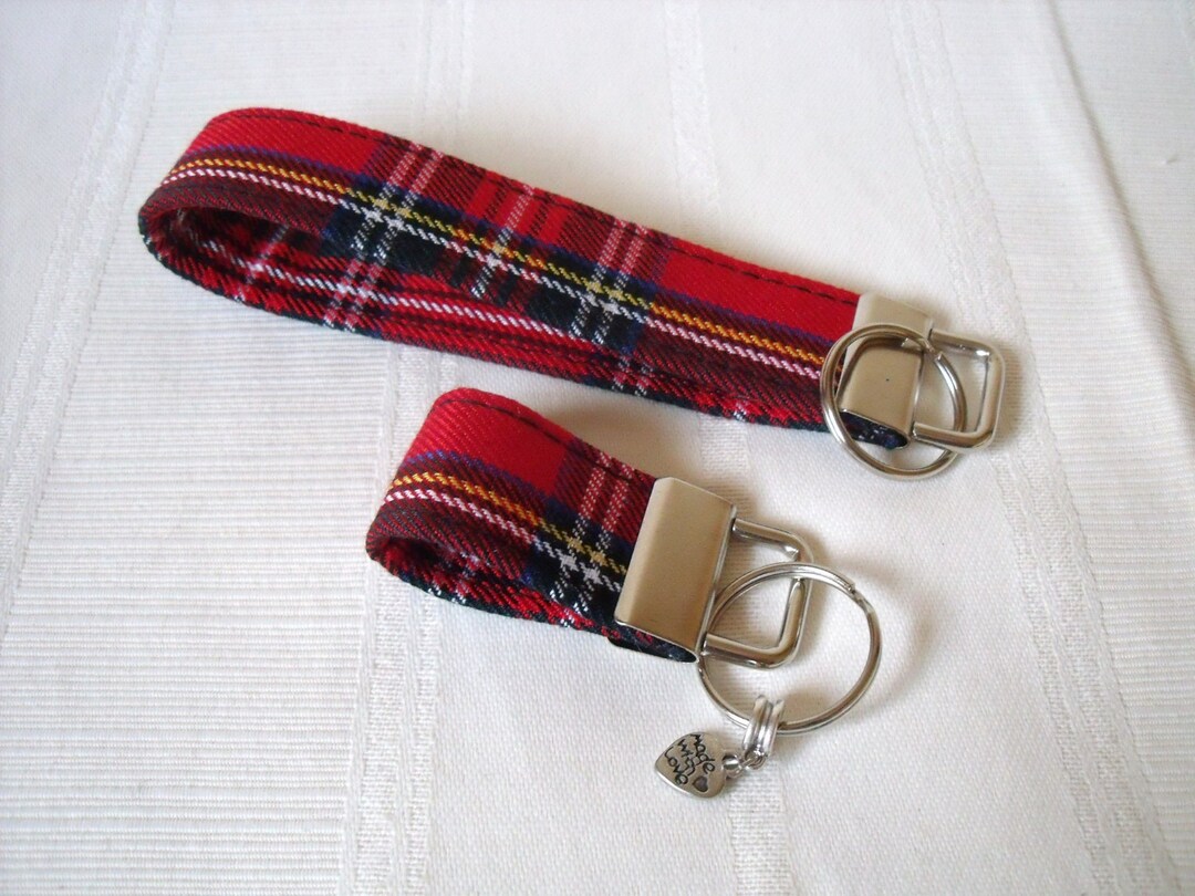 Tartan Keyfob / Wrist Strap / Keyring in Royal Stewart Wool Like Tartan ...