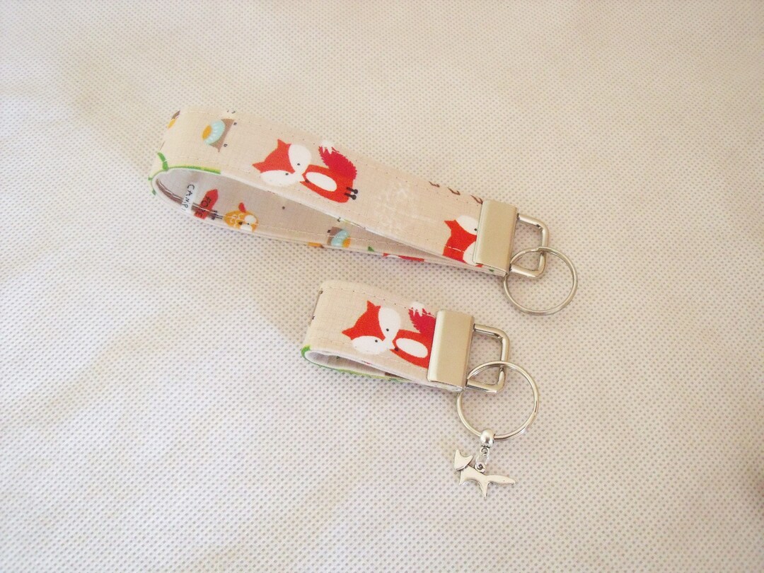 Fox Key Fobs! Woodland Animals Camping Cotton Fabric Wrist Strap Fob ...