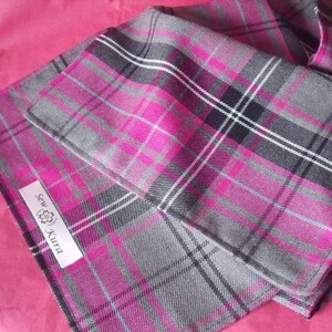 Tartan Scarf. Lovely Soft Purple & Grey Tartan Plaid Fabric Oblong or ...
