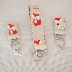 Fox Key Fobs! Woodland Animals Camping Cotton Fabric Wrist Strap Fob ...