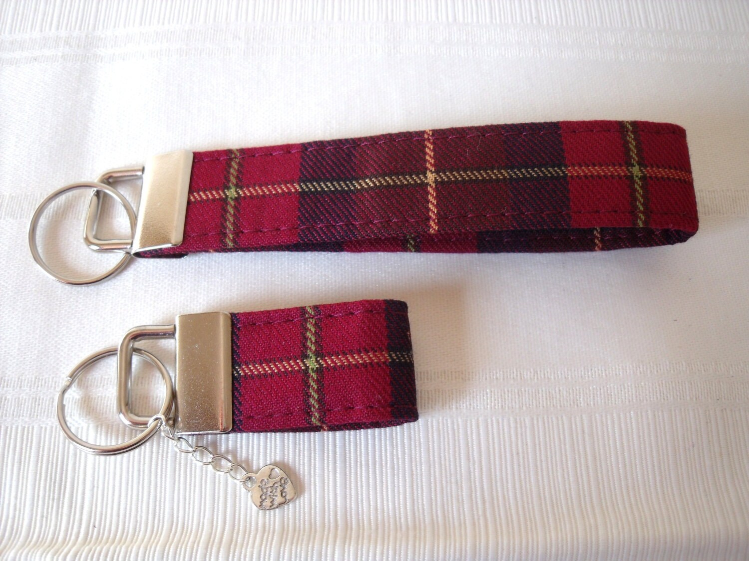 Tartan Keyfob / Wrist strap /Keyring in Burgundy Brown & | Etsy