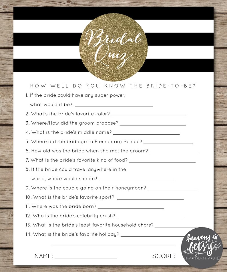 Black And White Striped Gold Glitter Bridal Shower And Wedding Etsy