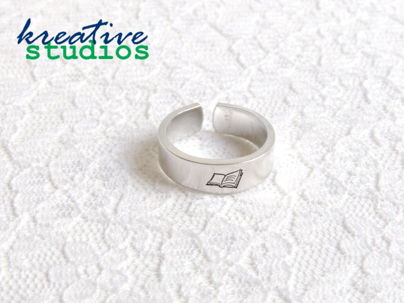 Book Ring Cute Rings Book Jewelry Writer Jewelry Author - Etsy