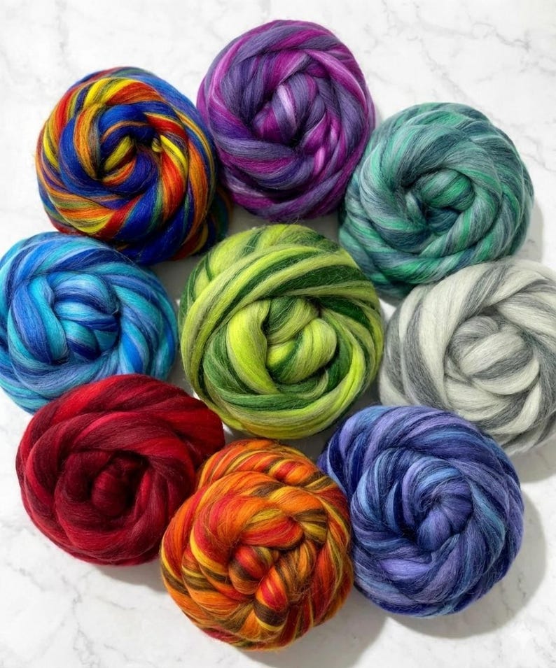 100% Merino Wool Roving (dyed Combed Top) - Blended Multicolor for ...