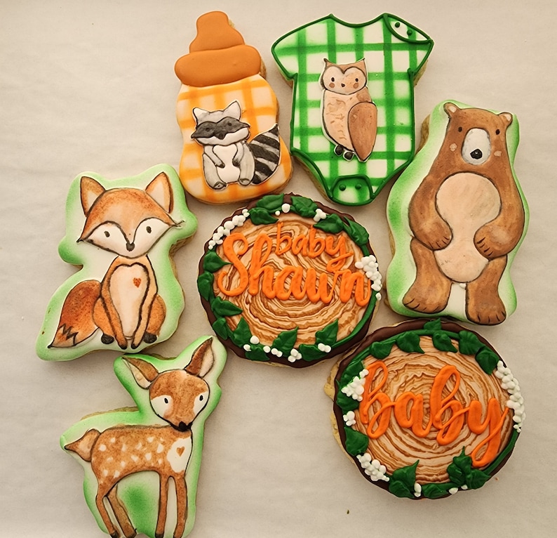 One Dozen Woodland Baby Shower Cookies - Etsy