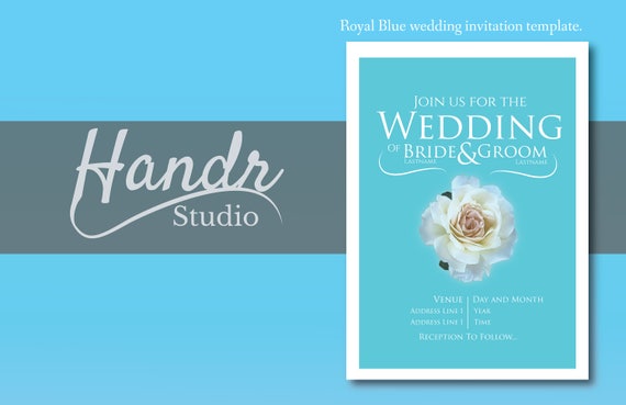 DIY Royal Blue Wedding Invitation Template 4.5x6.25 | Etsy