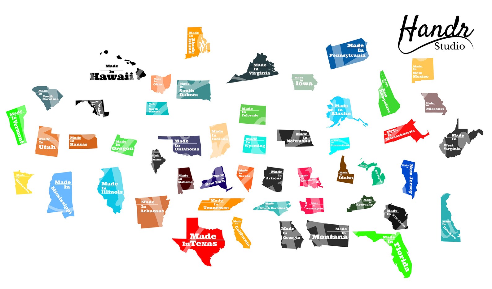 Made in 50 States Vector Ai File (includes All Silhouettes in One ...
