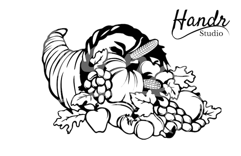 Thanksgiving Cornucopia by Handr Digital SVG File Package Instant ...