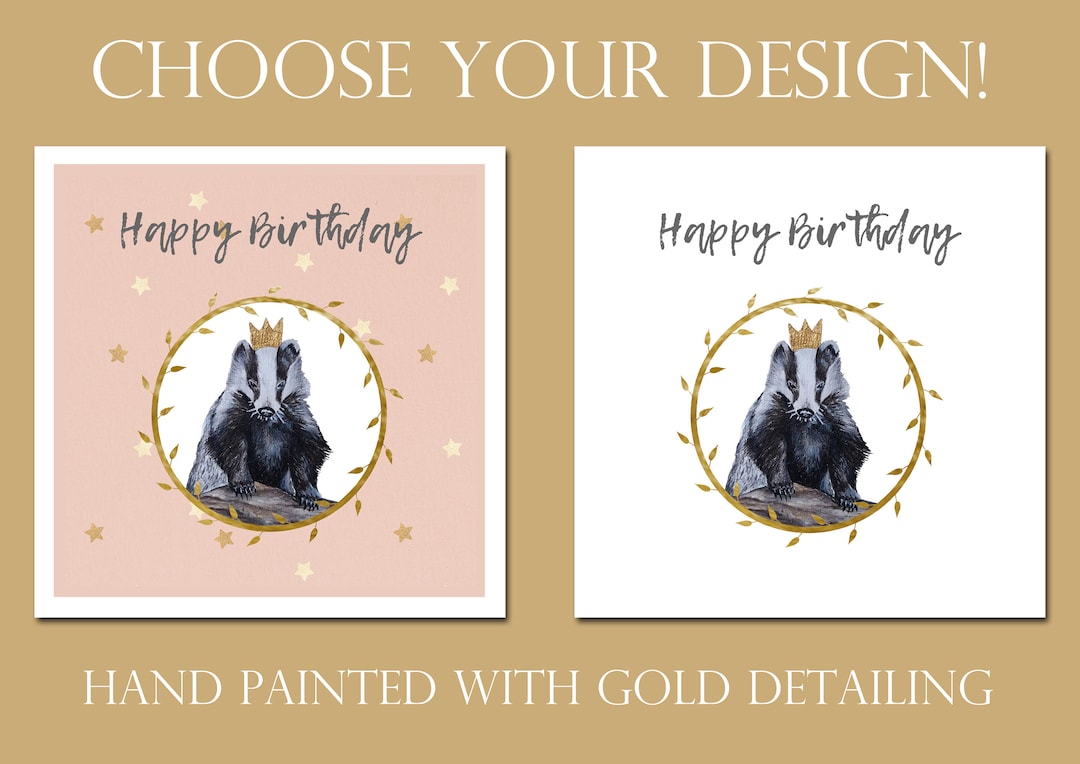 Badger Birthday Card Happy Birthday Wildlife Art Cards - Etsy