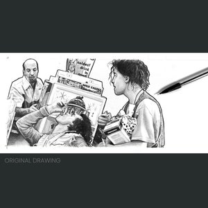 Encino Man No Wheezing the Juice Scene Pencil Drawing Fine Art Print ...