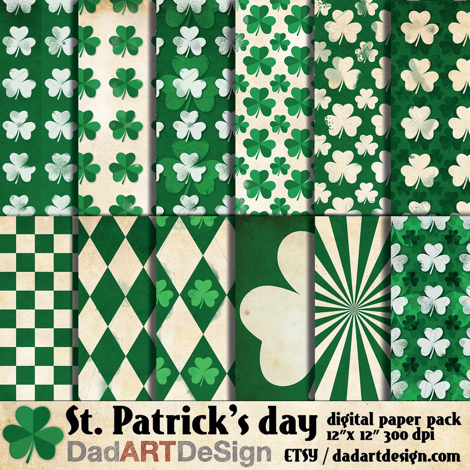 Saint Patrick's Day Digital Paper Pack 01 Wallpapers Backgrounds ...