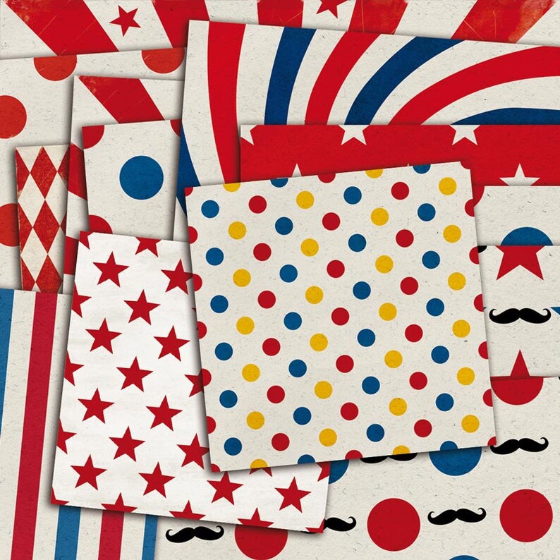 Circus Patterns Digital Paper Pack 02 | Wallpapers | Backgrounds ...
