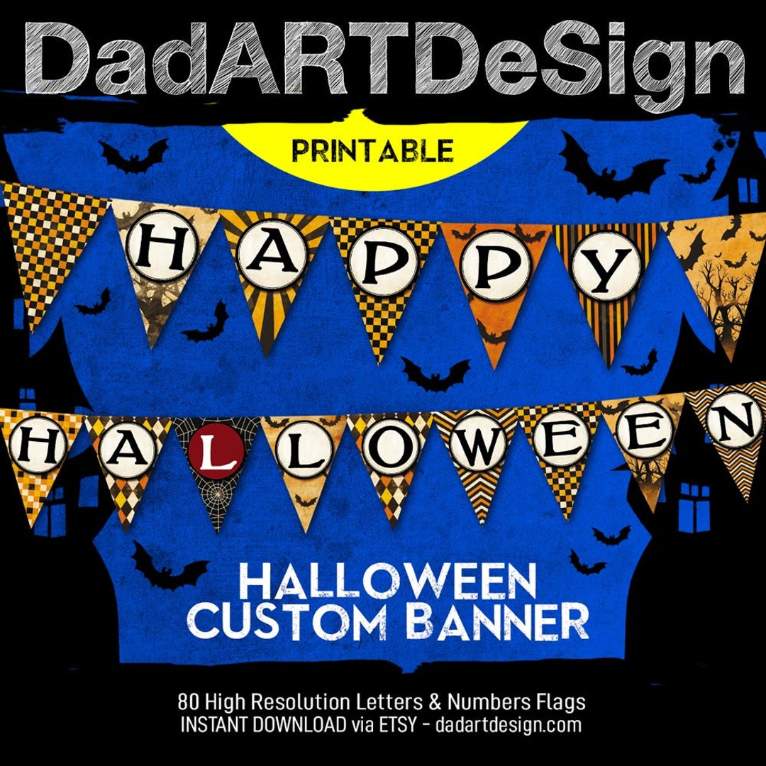 Halloween Pennant Banner Printable Vintage Alphabet Instant Download 74 ...